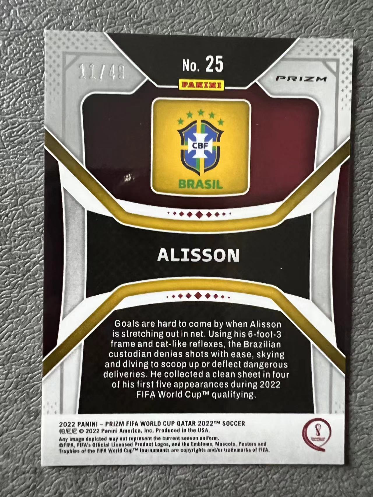 2022 Panini Prizm Alisson 〖承接代卖·免代卖费〗阿利松·贝克尔 11/49编 2022世界杯 巴西 PZ紫mojo折 ...