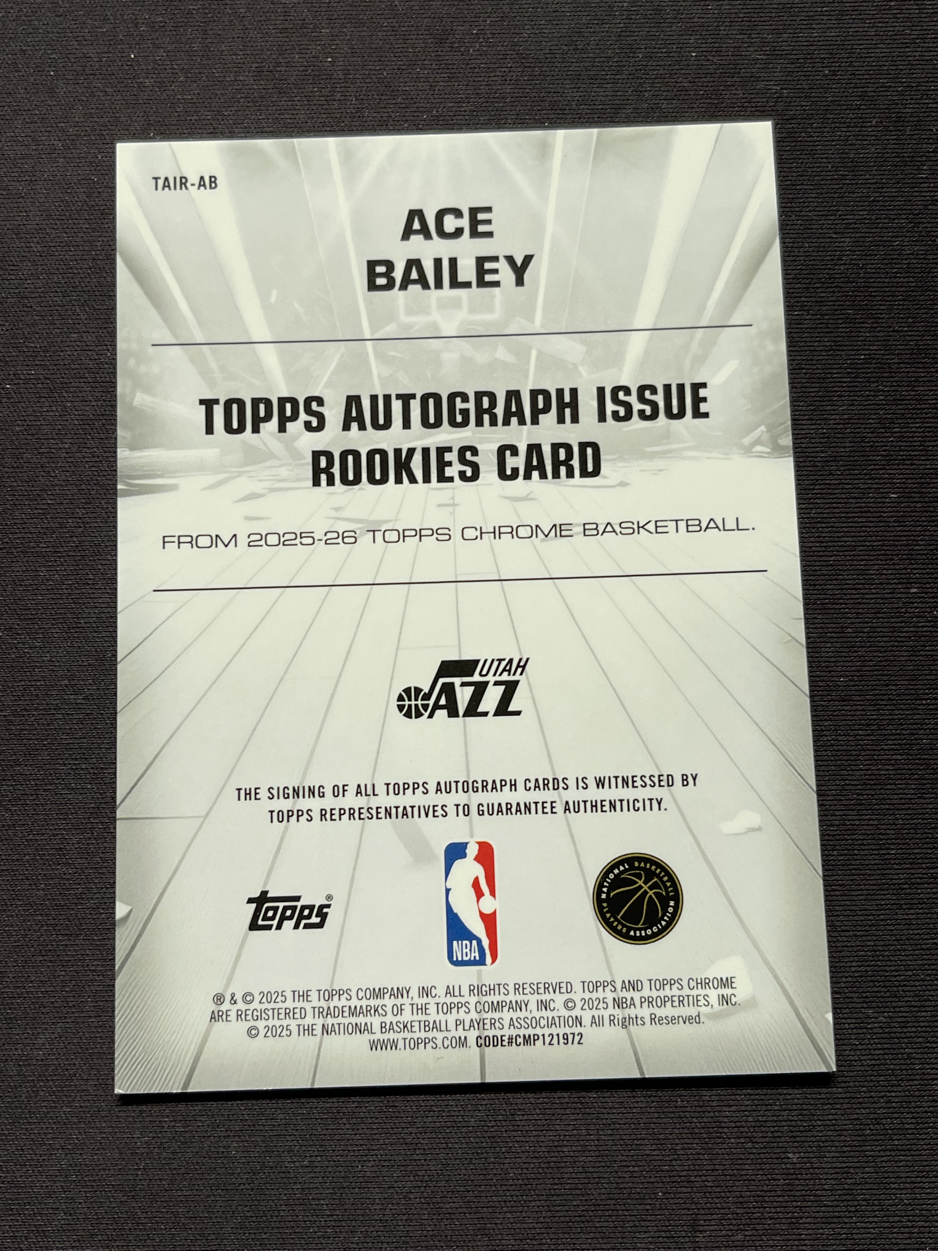 2025-26 Topps Chrome Airious "Ace" Bailey RC 爵士 埃斯贝利 新秀 Autograph Issue ...