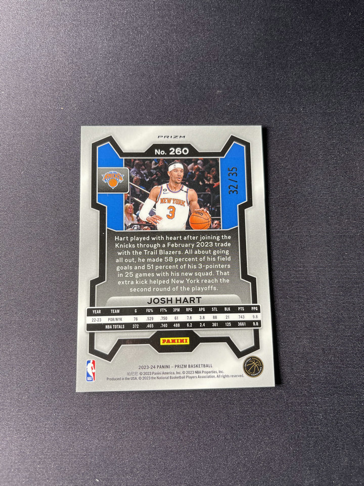 2023-24 Panini Prizm Josh Hart 尼克斯 约什哈特 折射 蓝shimmer 32/35 不累计「老夫子」195 卡淘