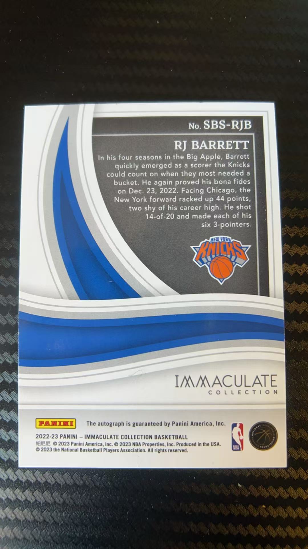 RJ Barrett RJ巴雷特 2022-23 Immaculate 爱咪咪 /49编带编限量 签字 卡签 沙盒签 尼克斯 大狙 RJB ...