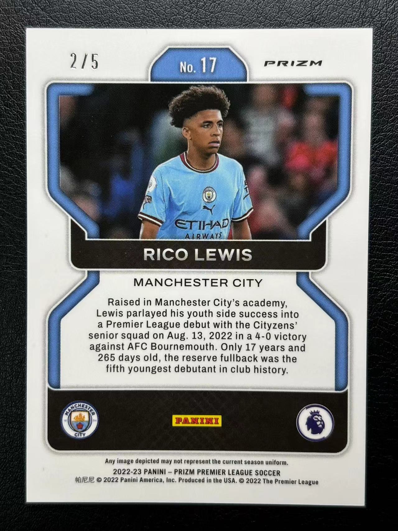 2022-23 Panini Prizm Rico Lewis 里科 刘易斯 新秀RC 英超 PZ 蓝折 曼城 英格兰 2/5编 低编 绿折 ...