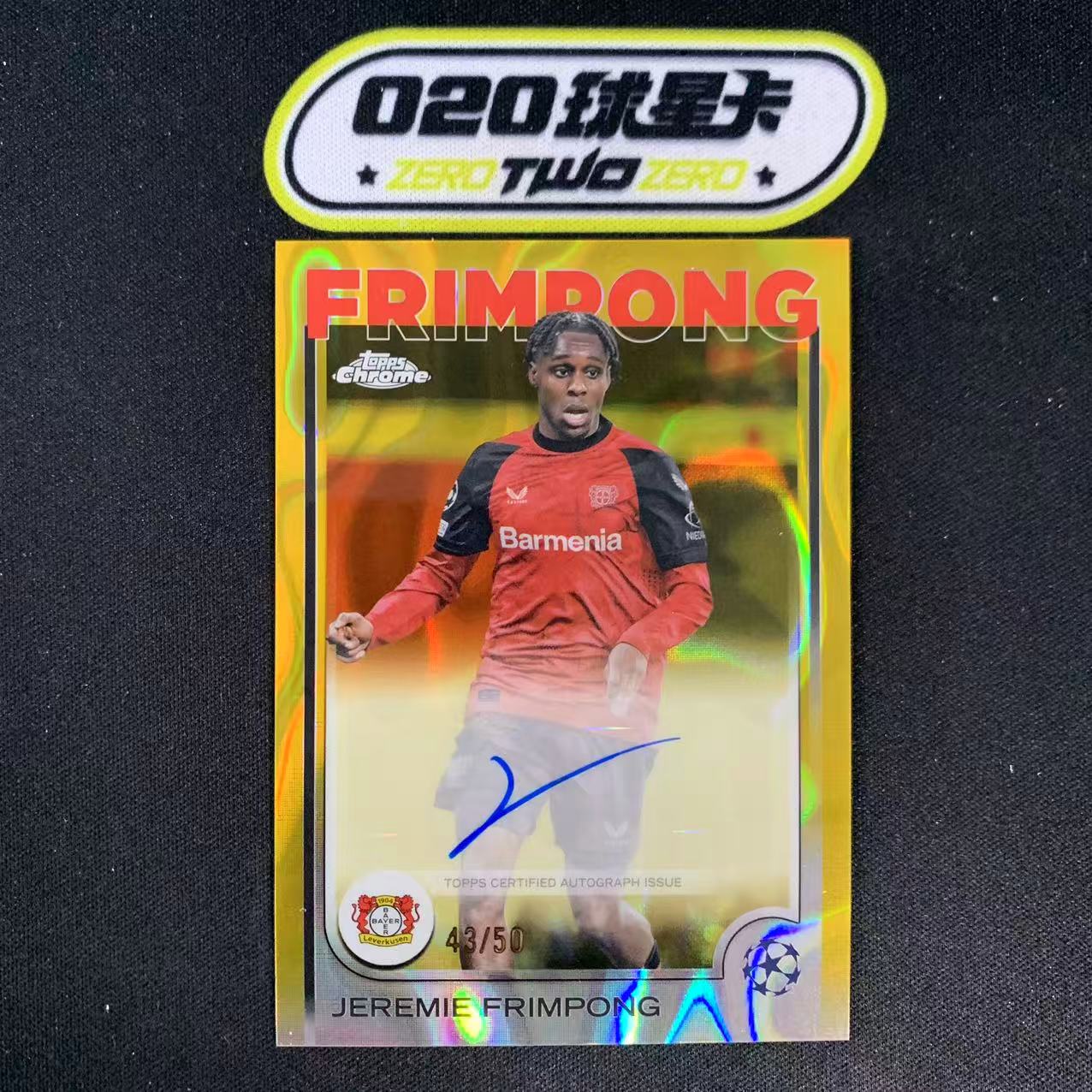 2024-25 Topps Chrome Jeremie Frimpong 欧冠TC 弗林蓬 43/50编 金熔岩折 签字 勒沃库森 药厂 微 ...