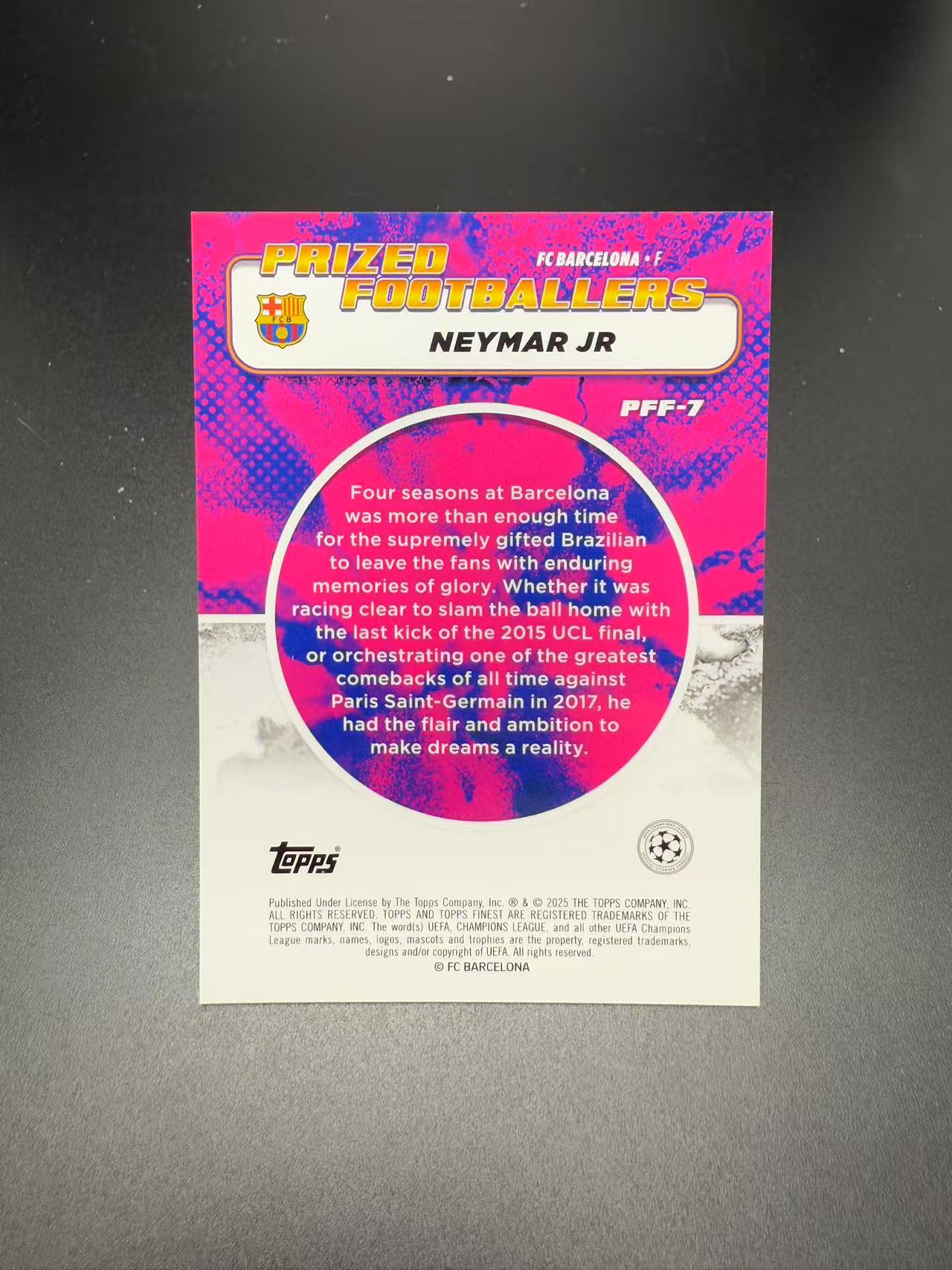 2025 Topps Finest Neymar Jr 【湖水蓝拍卖】内马尔 巴塞罗那 巴萨 欧战 欧冠 泼墨 大比例 SP 巴黎 巴西 收藏 ...