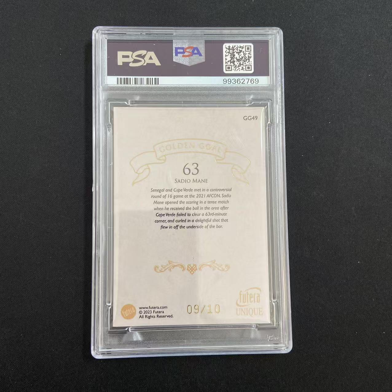 2023 福特拉 Sadio Mane 马内 Golden Goals 金球 SP金属框特卡 背号编 塞内加尔 利物浦 9/10编 PSA9分评级【US10-X922】壳瑕疵 卡淘