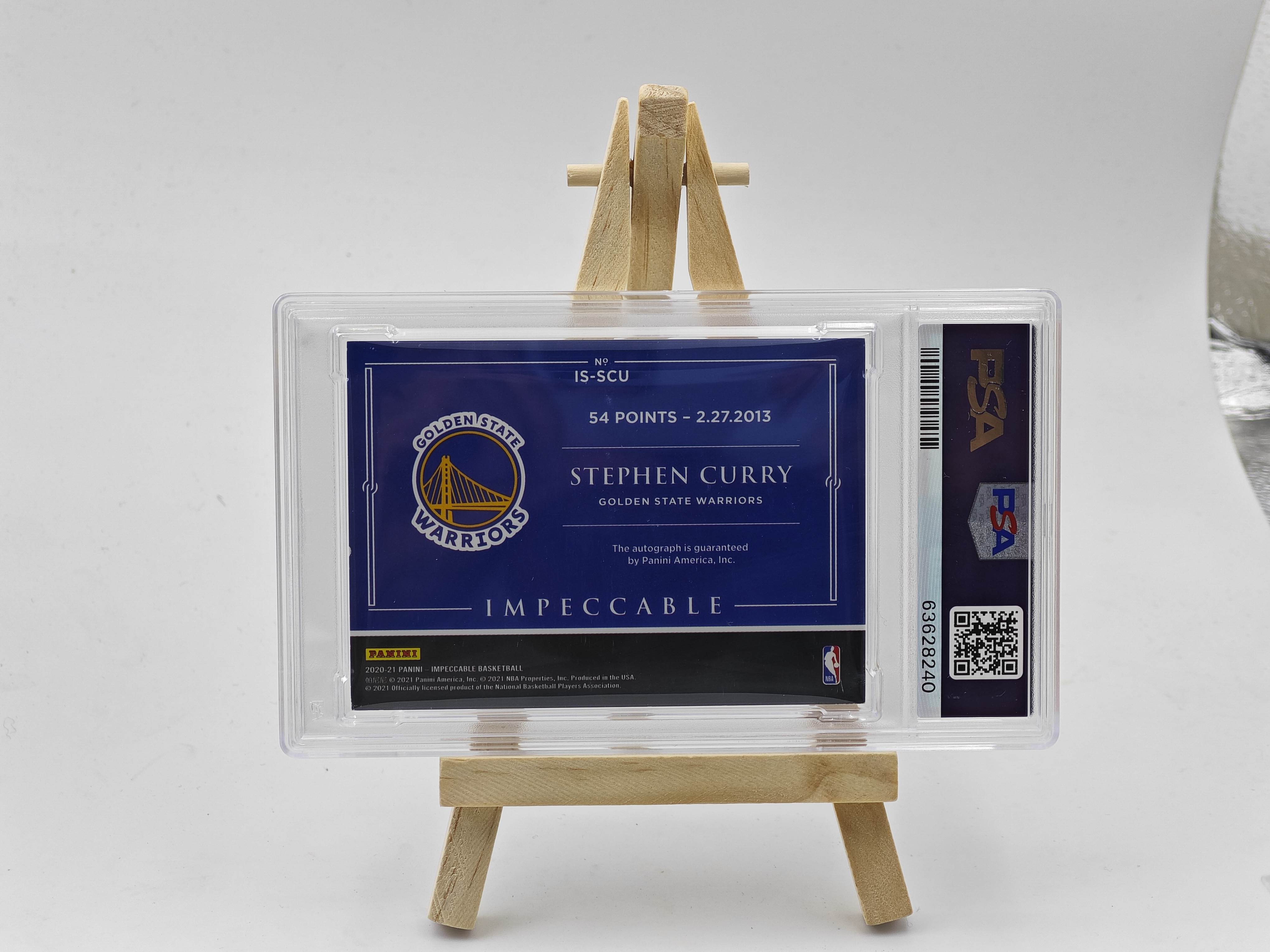 2020-21 Panini Impeccable Stephen Curry 【QM拍卖】斯蒂芬 库里 小学生 39/54编 数据签 签字 ...