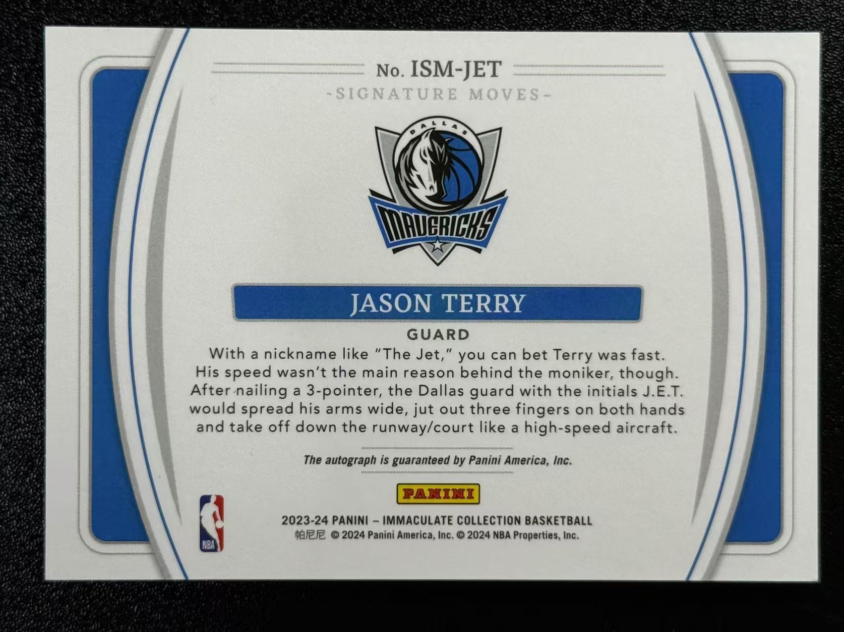 2023-24 Panini Immaculate Jason Terry 杰森特里 独行侠选图 爱咪咪系列 99编 招牌动作 镜面 闪版 ...