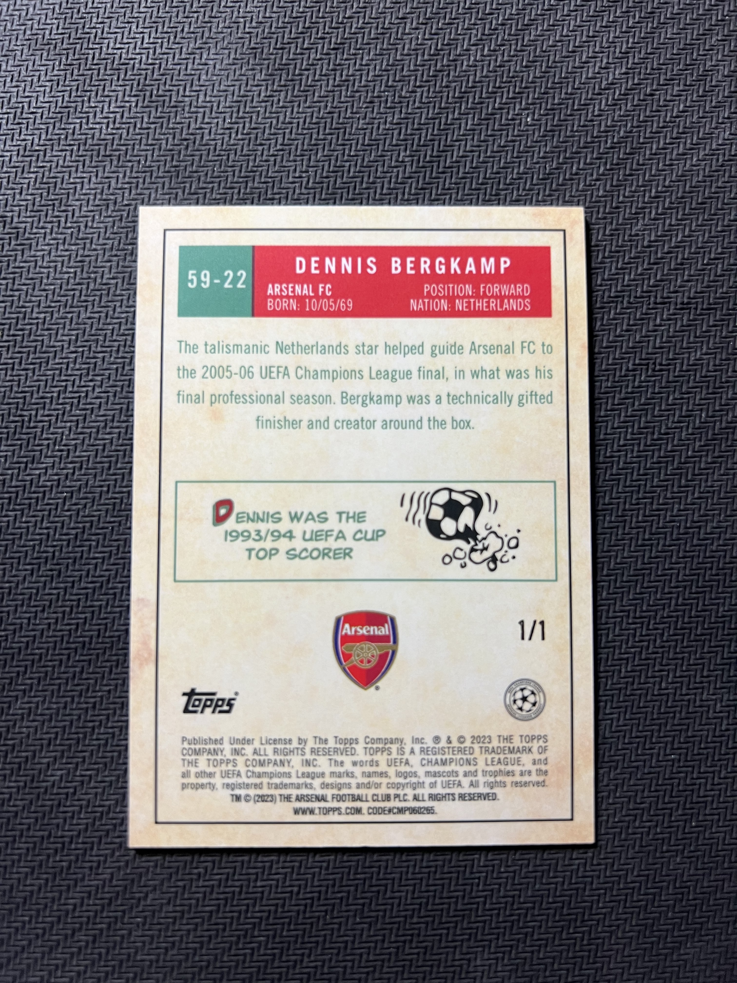 2022-23 Topps Chrome Dennis Bergkamp 欧战UCC TC 荷兰 阿森纳 丹尼斯 博格坎普 复古特卡 爆金折 ...
