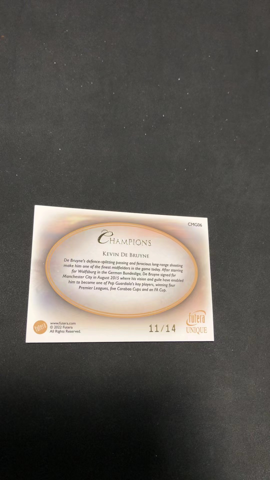 2022 Futera Futera Unique Kevin De Bruyne 福特拉 比利时 曼城 德布劳内 11/14编 金框特卡 ...