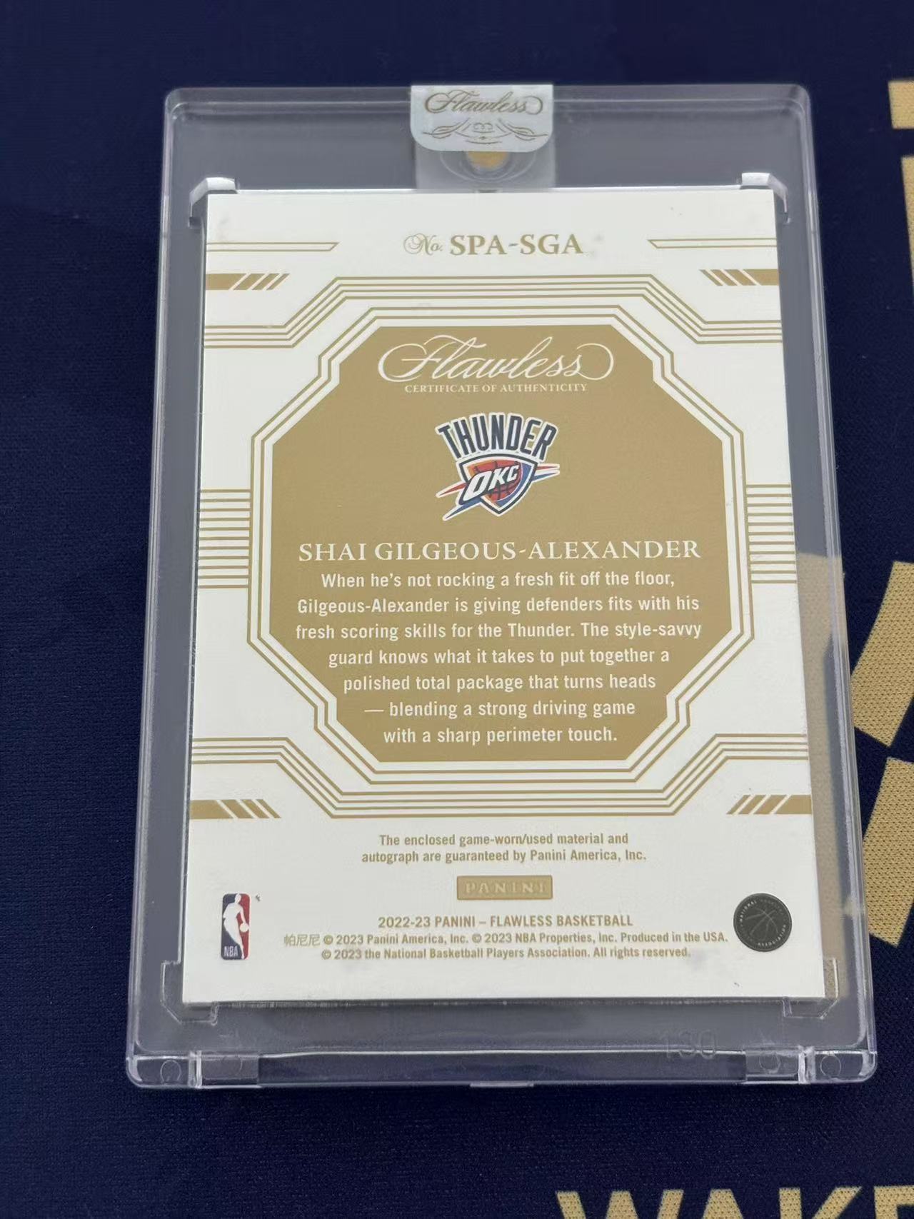 2022-23 Panini Flawless Shai Gilgeous-Alexander 手提 亚历山大 签字 10编 金折卡签 大窗 ...