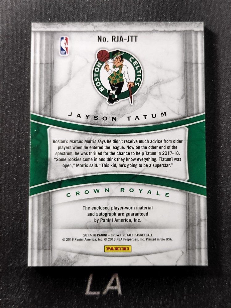 【LA拍卖精品】17-18 Panini Crown Royale Jayson Tatum 皇冠 新秀RC 杰森 塔图姆 獭兔 联盟门面 未来第一人 凯尔特人 总冠军 RJA 球衣物料 卡签 ...
