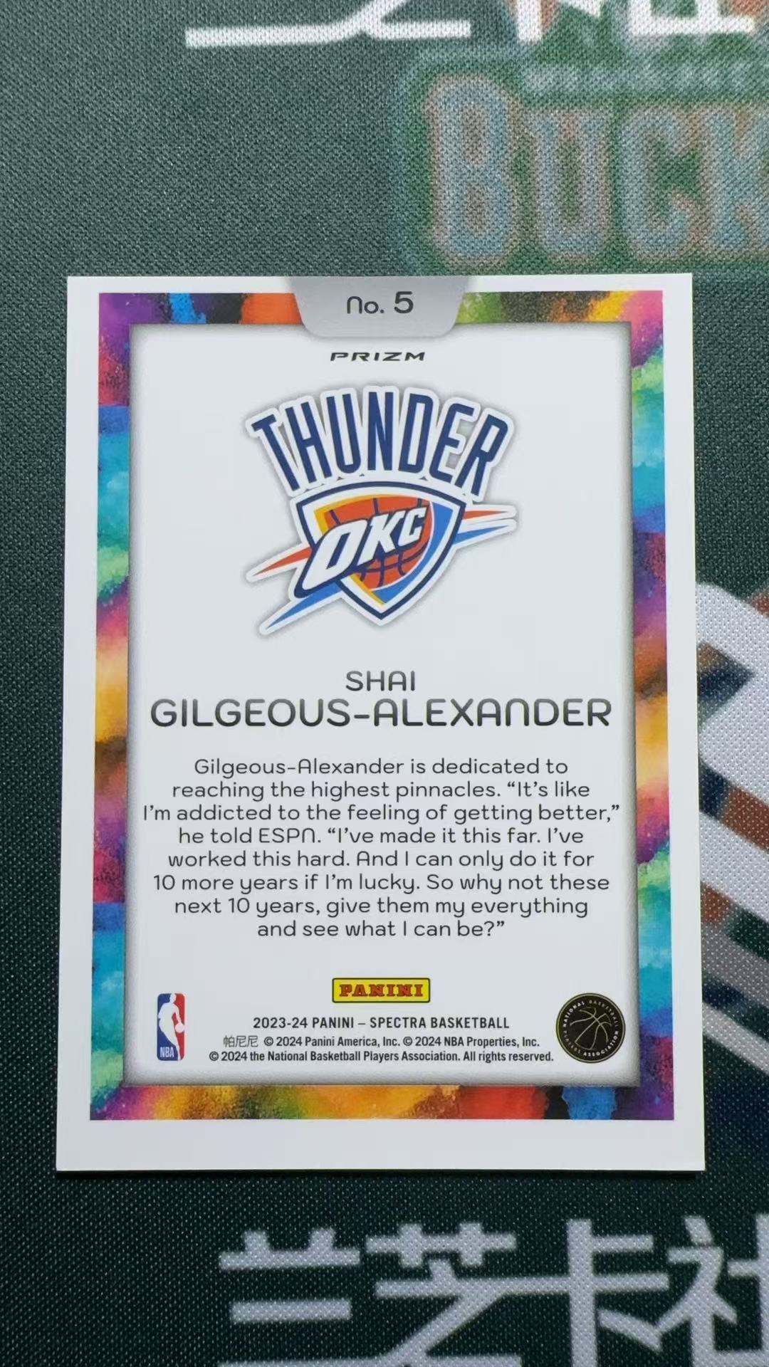 2023-24 Panini Spectra Shai Gilgeous-Alexander 【LZK 2ZR052】光谱 雷霆 SGA ...