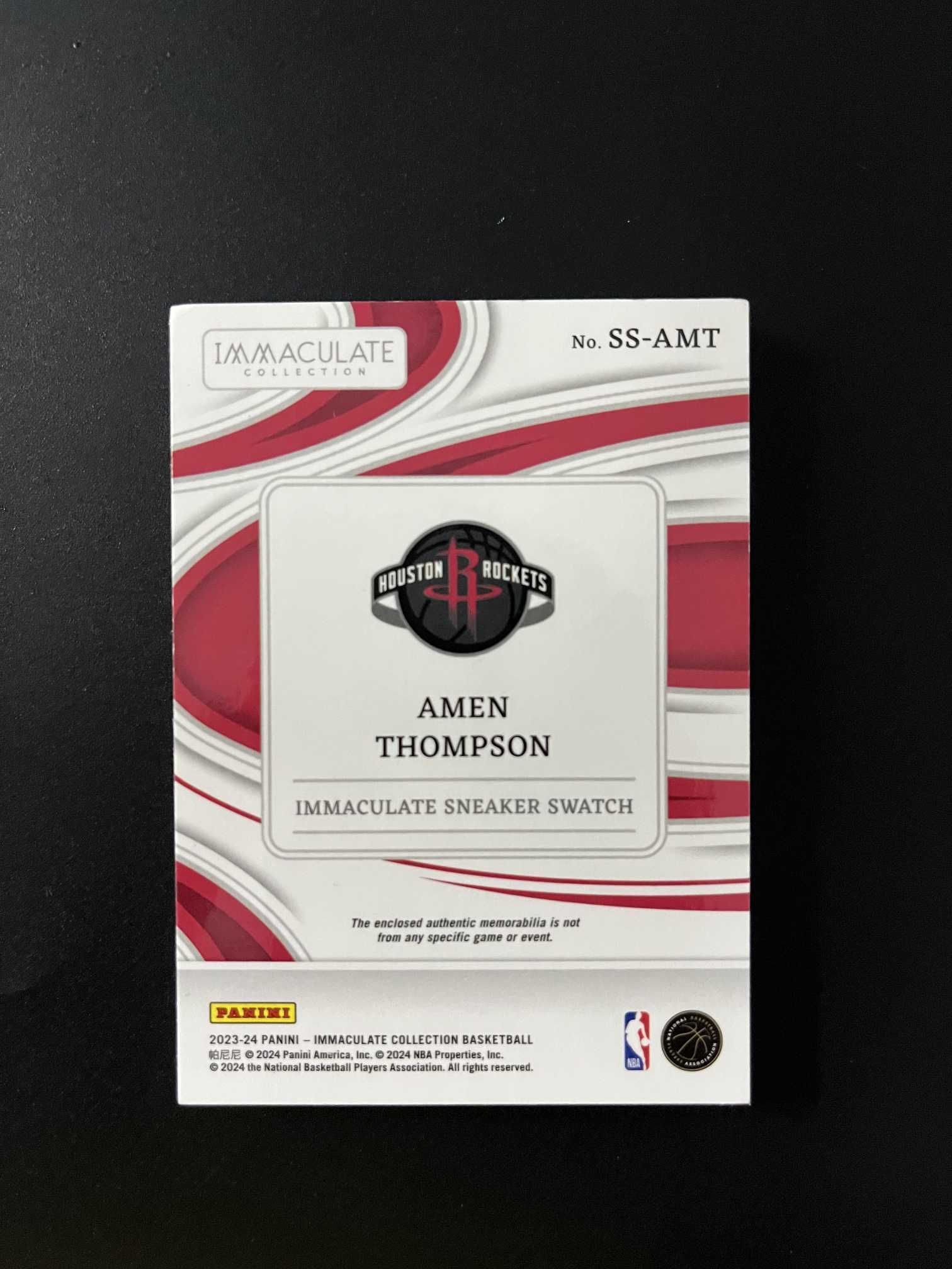 2023-24 Panini Immaculate Amen Thompson RC 【肥猫代卖】CL18 爱咪咪 火箭 新秀 阿门汤普森 小 ...
