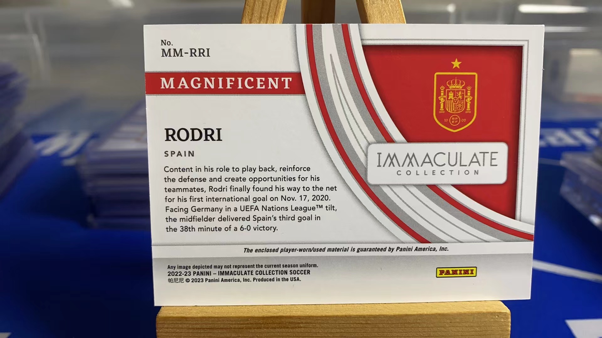 2022-23 Panini Immaculate RODRI 【Mycards球星卡】IMM 西班牙 罗德里 小窗球衣卡 亲穿物料切割 银 ...