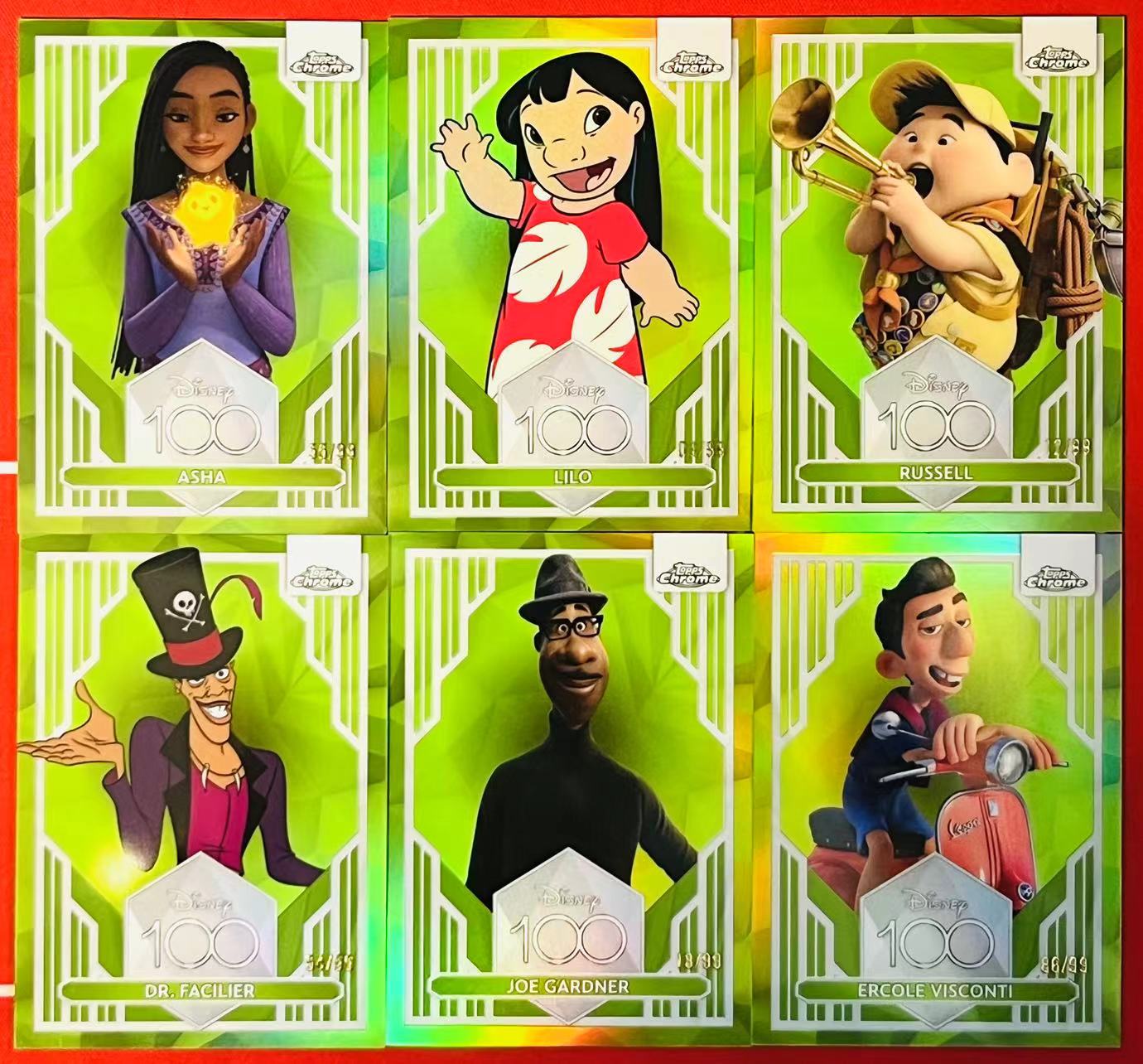 Green绿折射/99编6张Lot打包 2023 Topps Disney Chrome Lilo莉萝莉洛 Russell拉塞尔 Dr ...