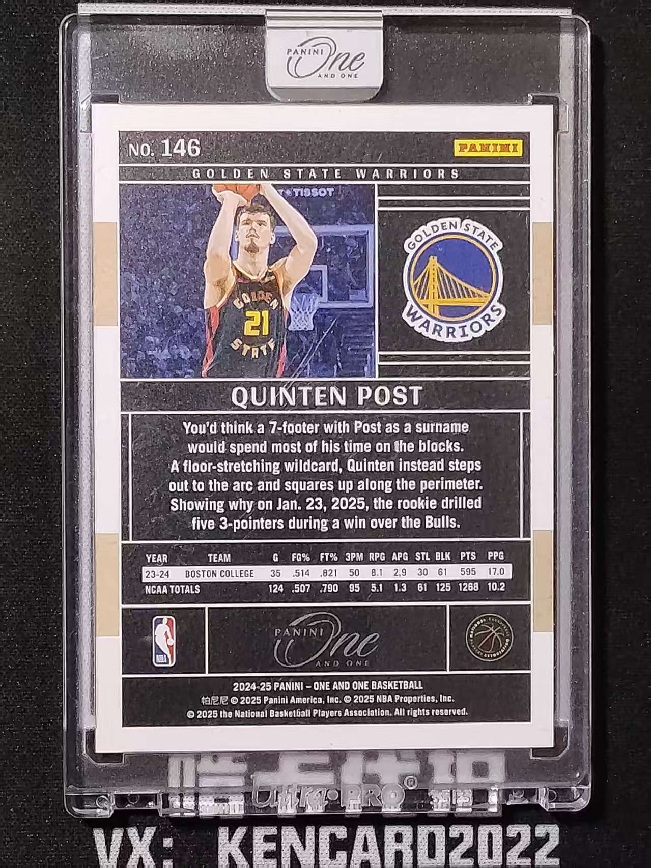 2024-25 Panini One and One Quinten Post 【啃卡代拍】昆腾 波斯特 勇士 新秀RC 75编 银折 折射 ...