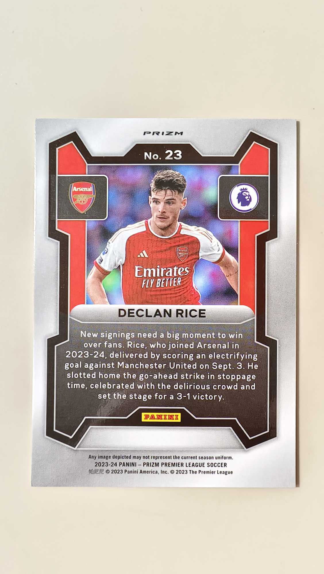 2023-24 Panini Prizm Premier Declan Rice 莱斯 阿森纳 起源折 大比例 英超pzhobby 实卡精美 ...