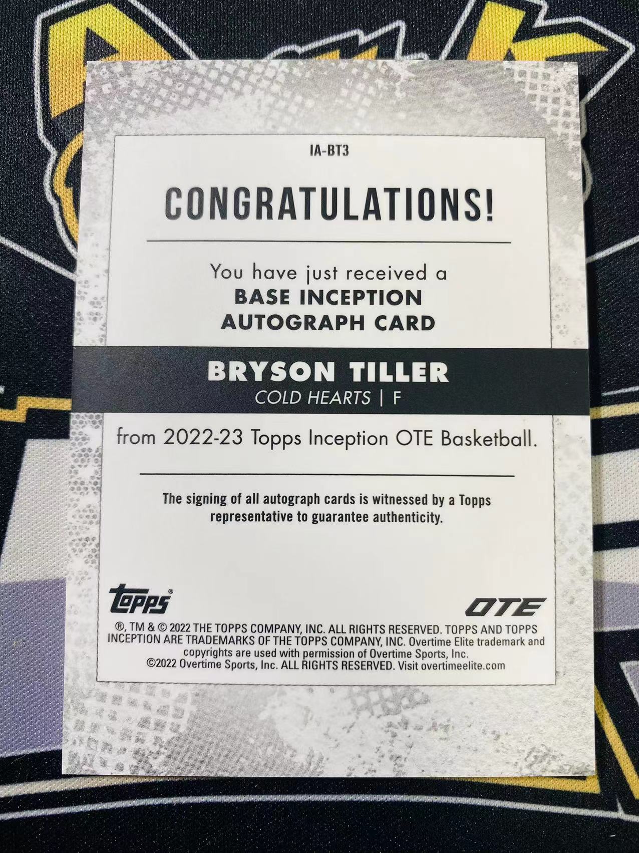 【扒卡拍卖】2022 TOPPS 盗梦空间 大学 BRYSON TILLER 提勒 199编 新秀RC 签字 卡品如图 敏敏0430BK66 卡淘