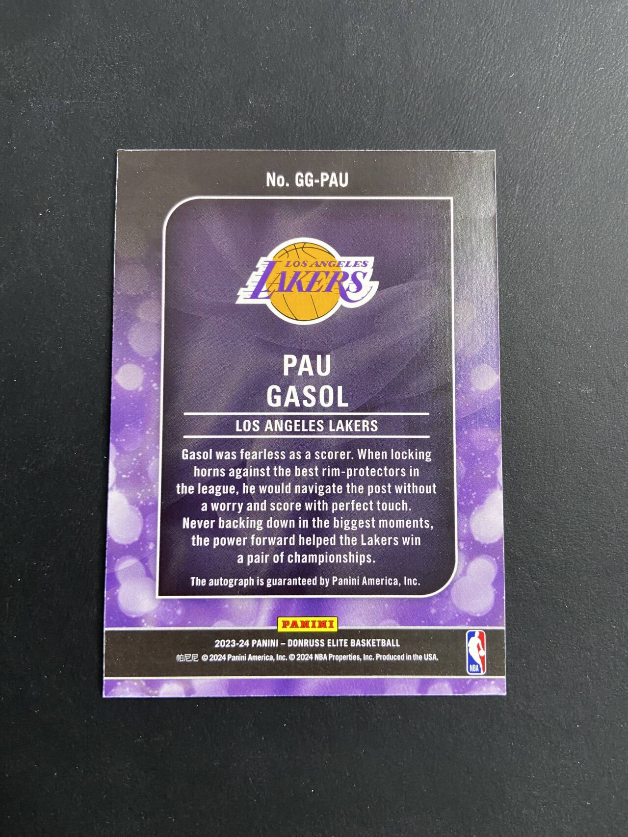 2023-24 Panini Elite Pau Gasol 【肥猫代卖】J05Z 杜蕾斯 精英 湖人 保罗 加索尔 卡签 签字 GG签 蓝 ...