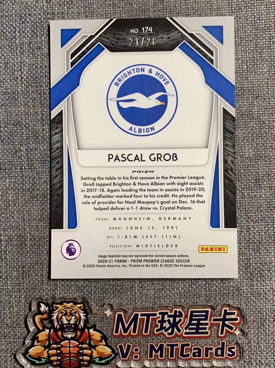 【MT球星卡】2020-21 Panini Prizm pascal grob 英超 PZ 布莱顿 格罗斯 21/28编 红星星折 折射 低编 ...