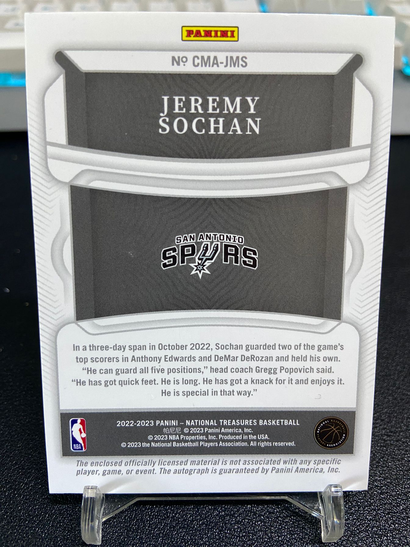 【浩行拍卖 截标预付82%】2022-23 panini national treasures Jeremy Sochan 国宝 马刺 索汉 ...