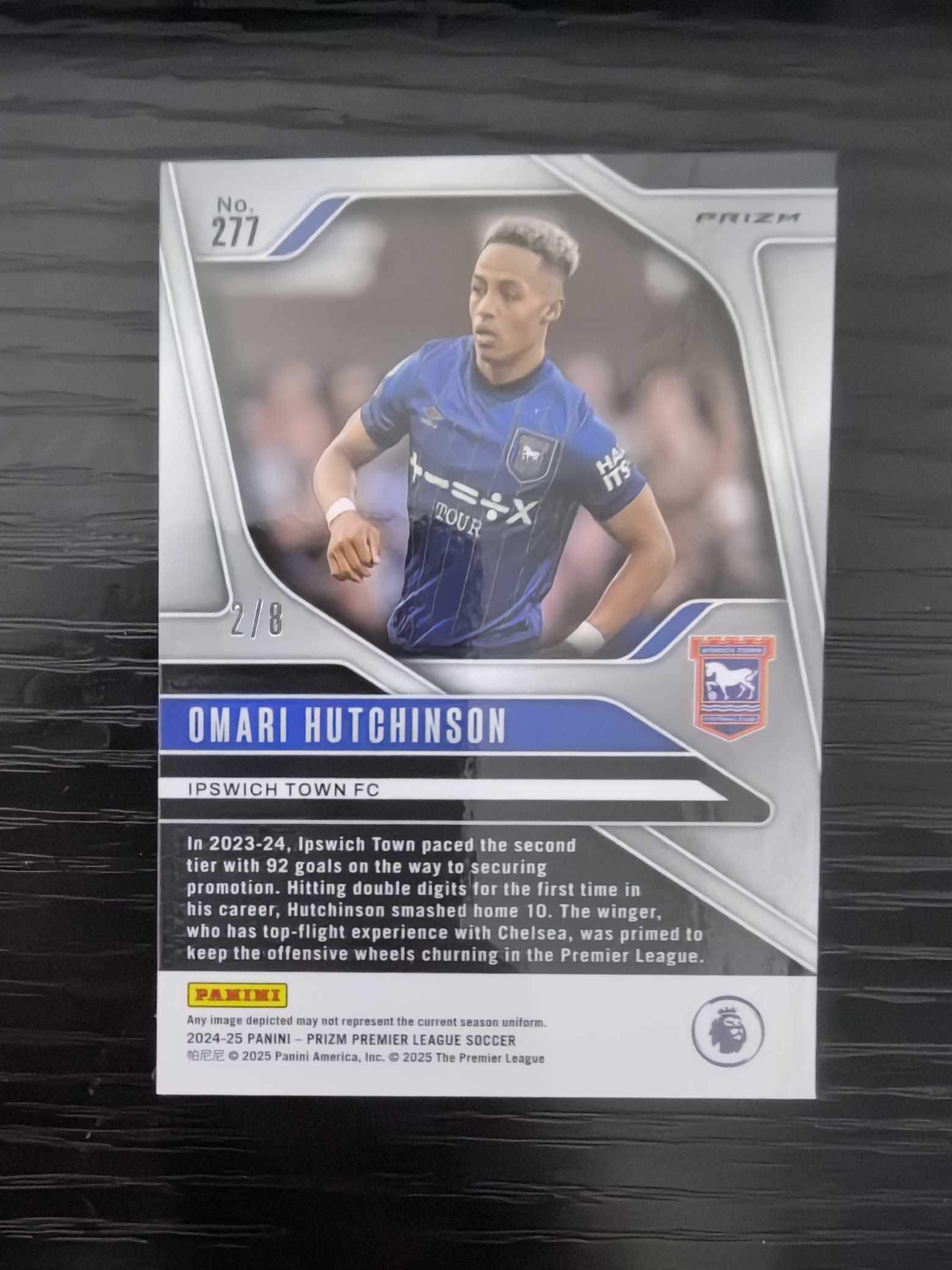 2024-25 Panini Prizm 英超 RC Omari Hutchinson 英超 伊普斯维奇 奥马里 哈钦森 base 2/8编 ...