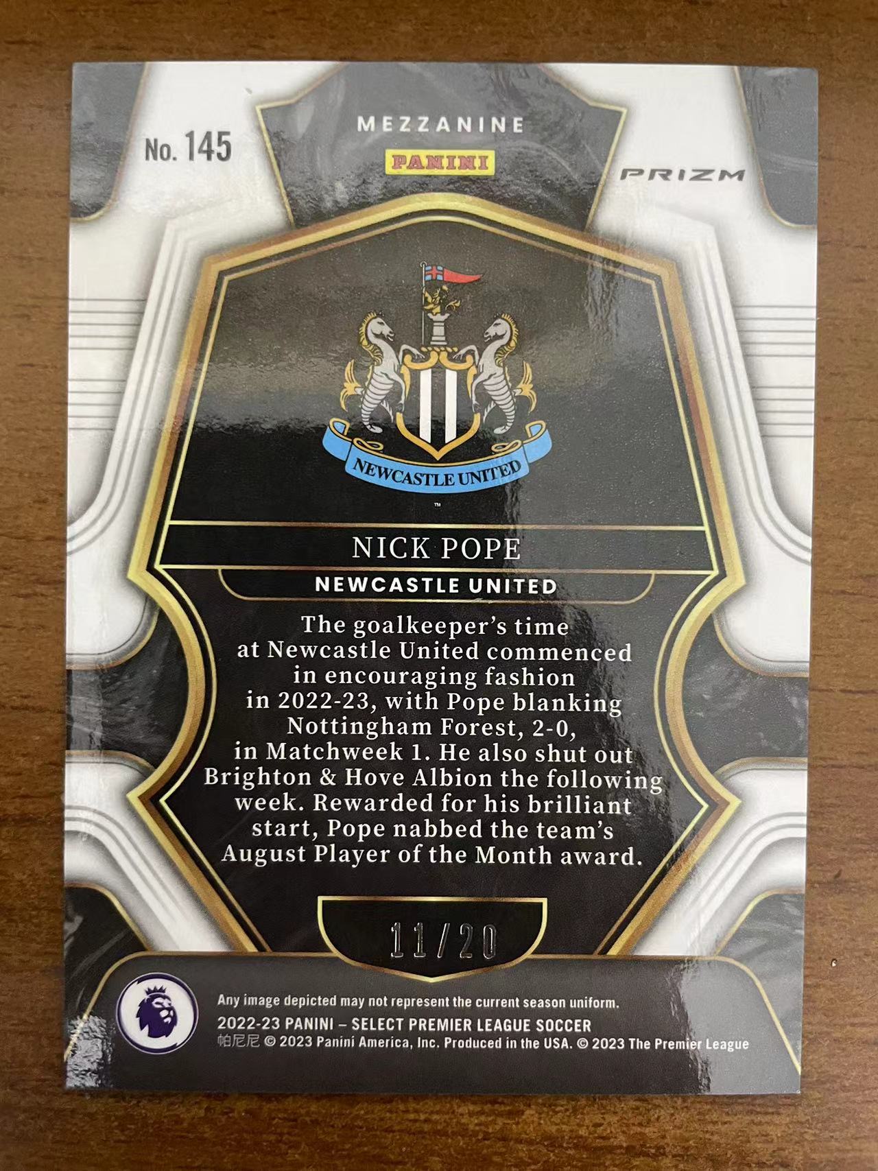2022-23 Panini select Nick Pope 【信徒拍卖】英超 纽卡斯尔联 尼克 波普 20编 低编 白折 卡品如图 芳 ...
