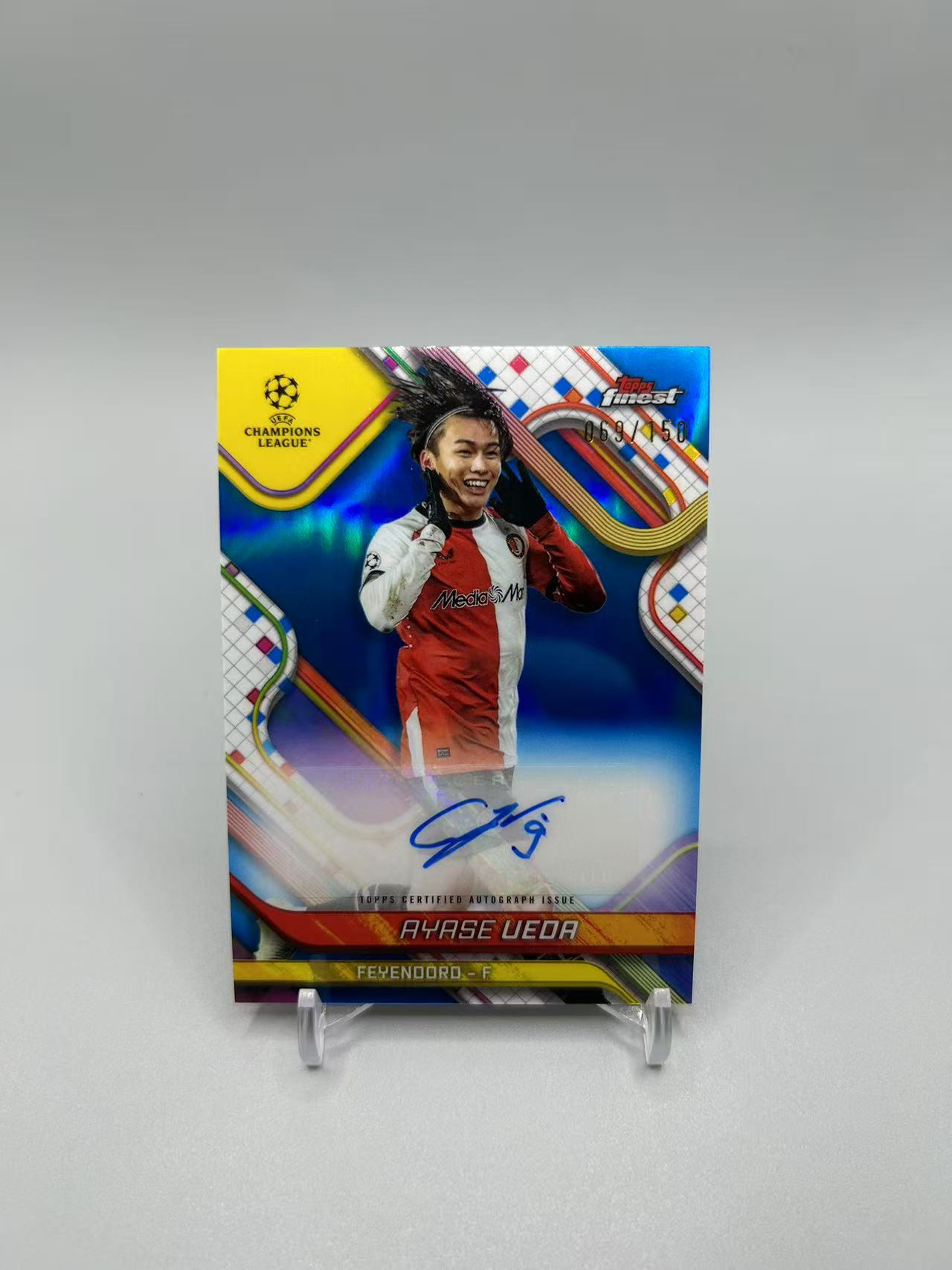 2024-25 Topps Finest ayase ueda 【灰灰代拍】欧冠 finest 费耶诺德 上田绮世 蓝折 150编 签字 kai 卡淘