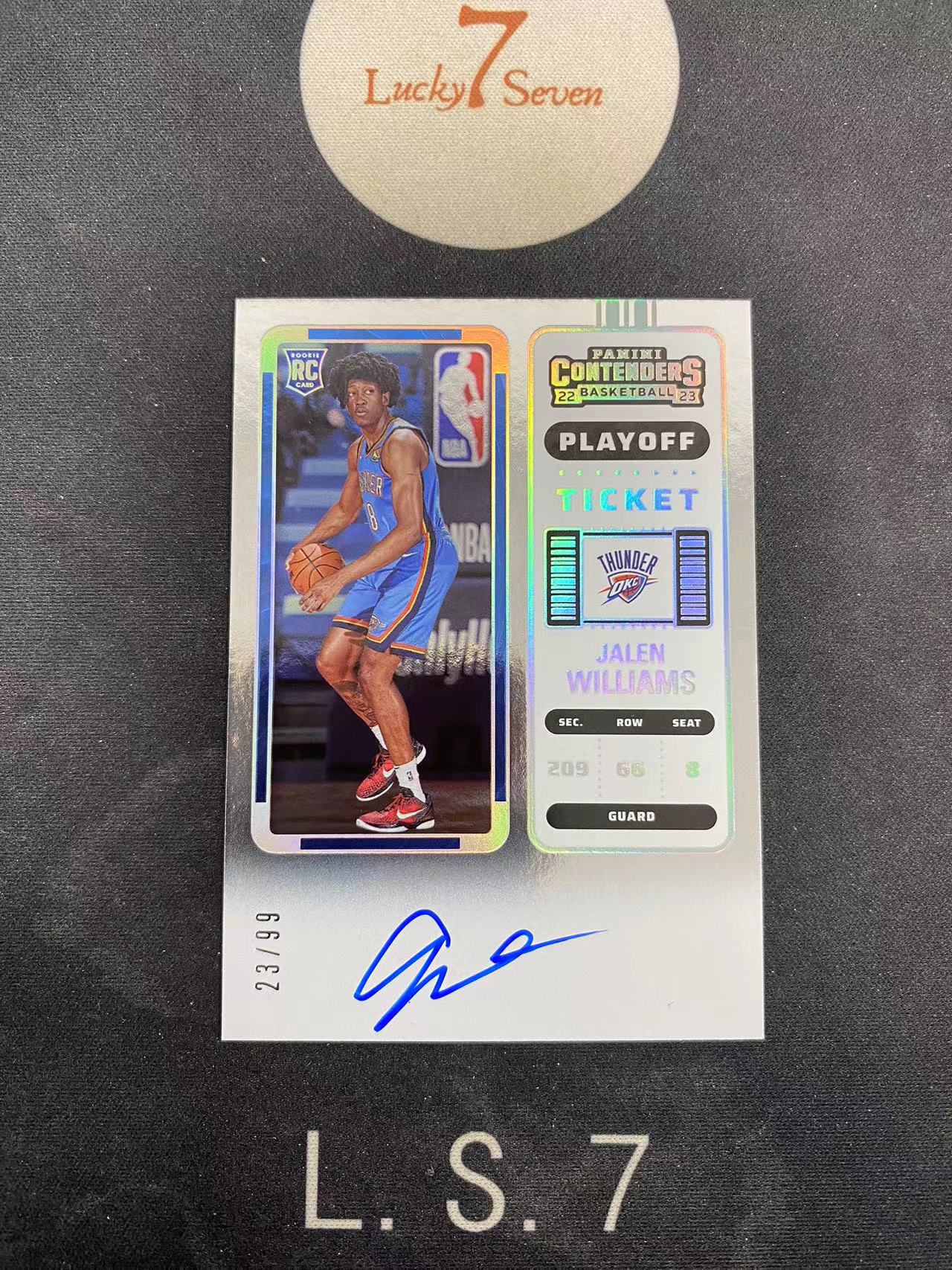 2022-23 Panini Contenders Jalen Williams RC LS7拍卖 球票 雷霆 新秀 杰伦 威廉姆斯 23/99 季后赛球票 银折 签字 卡签 QJX 卡淘