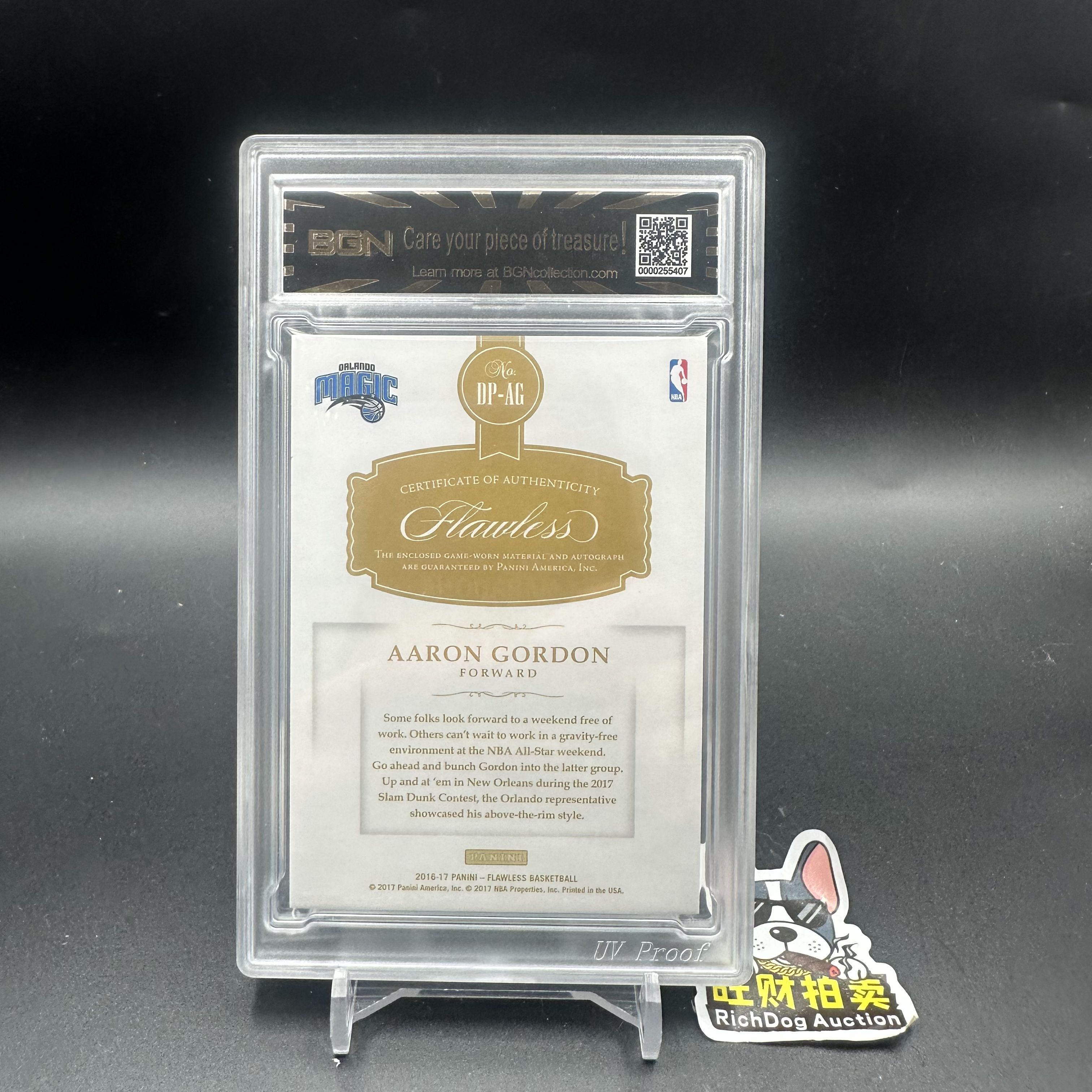 2016-17 Panini Flawless Aaron Gordon 【旺财拍卖B】N14 手提 魔术 阿隆 戈登 卡签 签字 球衣切割 ...
