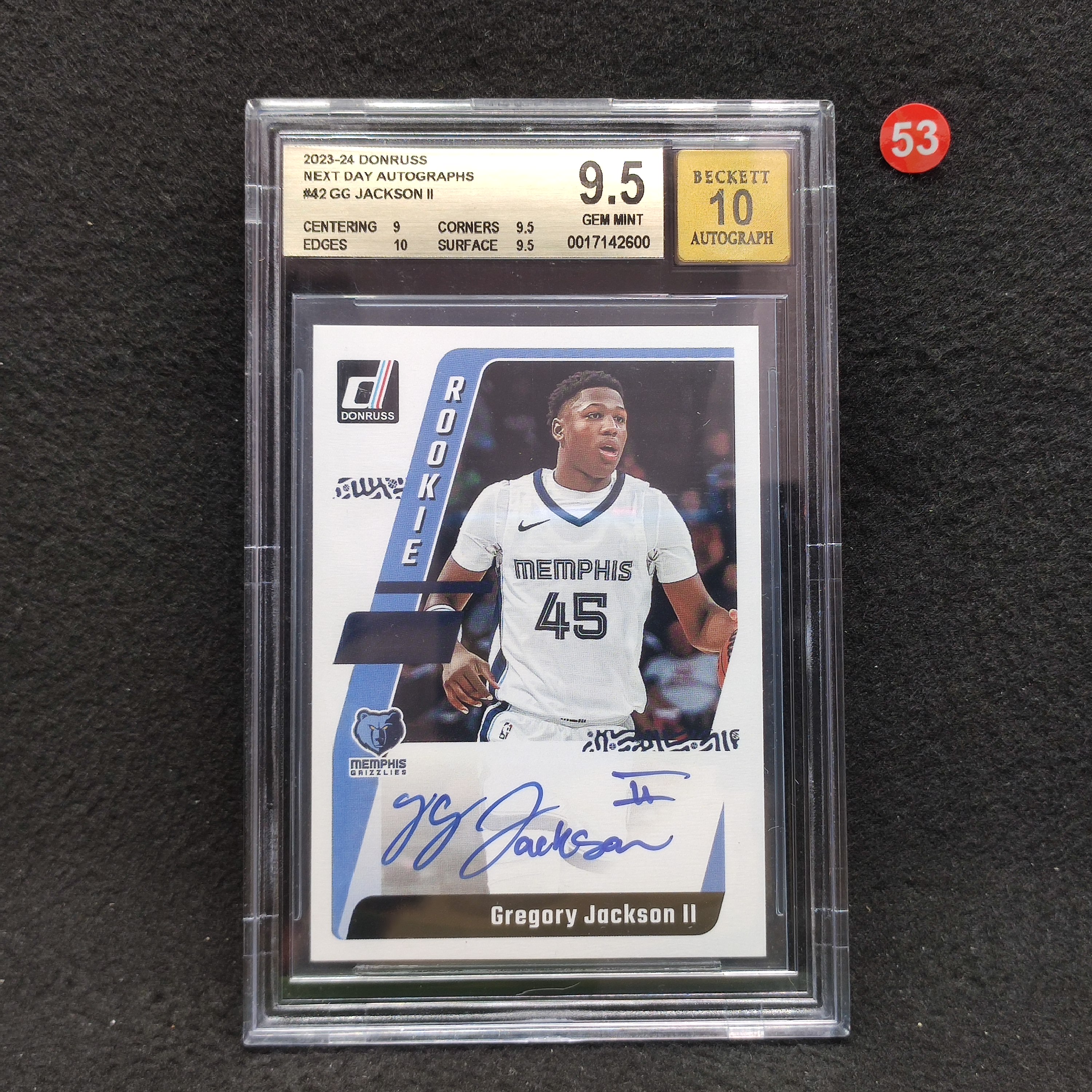 【大腿代卖】Gregory Jackson II GG杰克逊 2023-24 Donruss 杜蕾斯 RC新秀 签字 卡签 明日签 灰熊队 金 ...