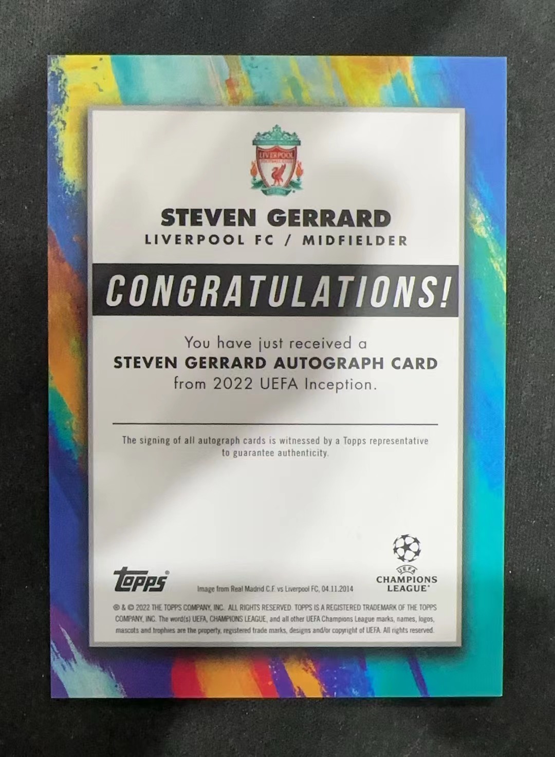 2021-22 Topps Inception Steven Gerrard 【长安代卖】利物浦 史蒂文杰拉德 传奇签字 蓝色平行 01/49 ...