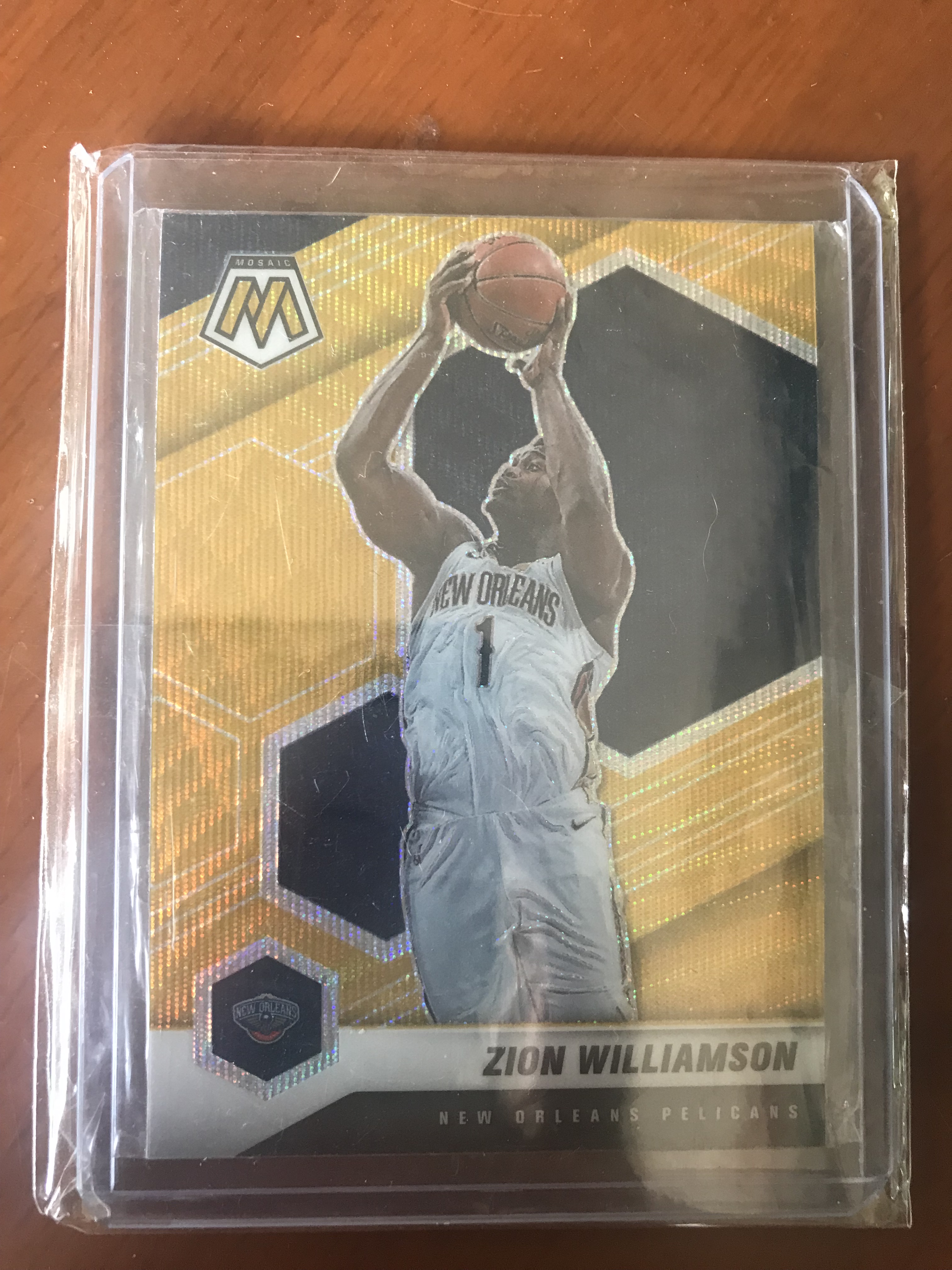 2020-21 Panini Authentic Zion Williamson Mosaic - Mosaic Gold Wave ...