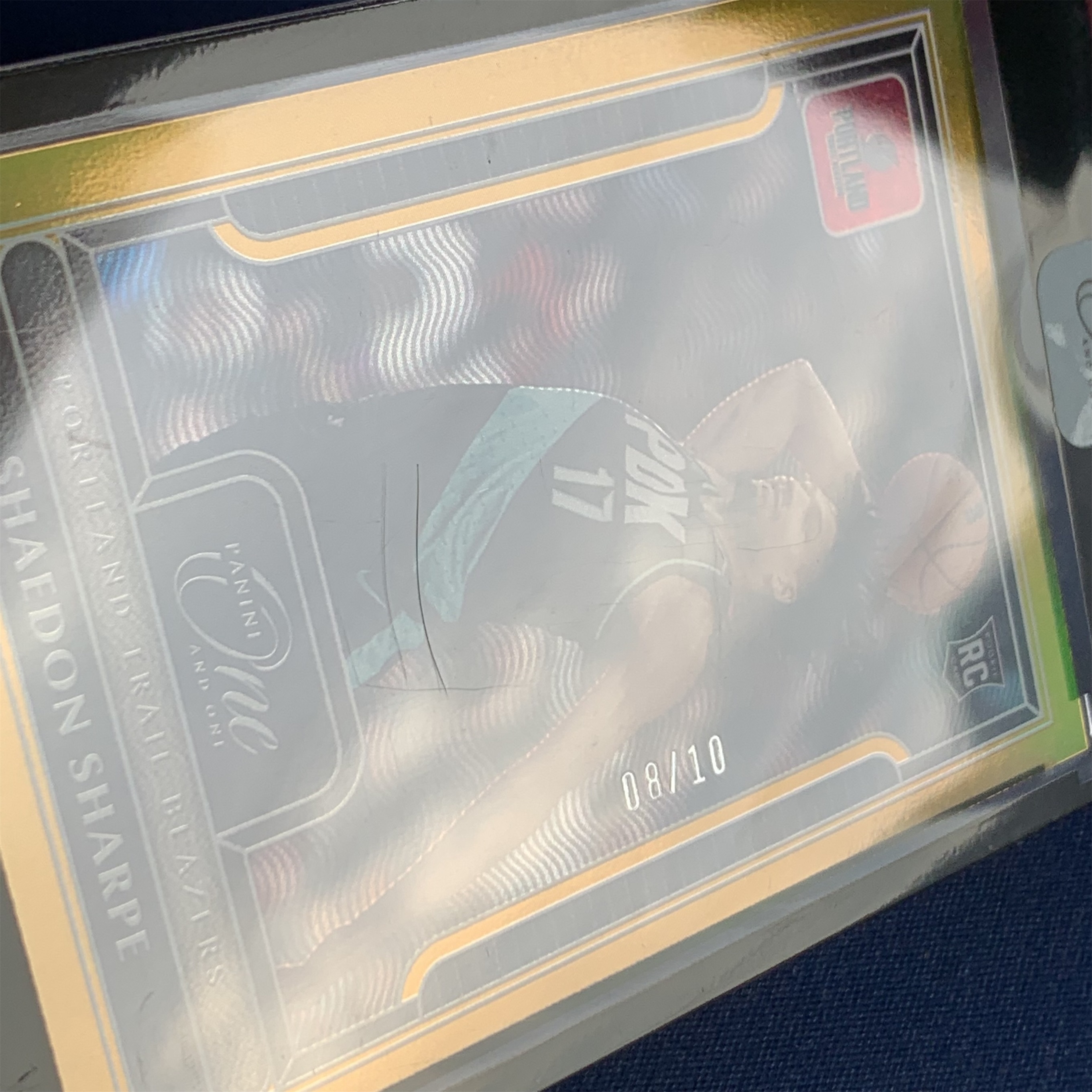 2022-23 Panini One and One Shaedon Sharpe 【海宝】开拓者 新秀RC 谢登夏普 10编 正金折 ...