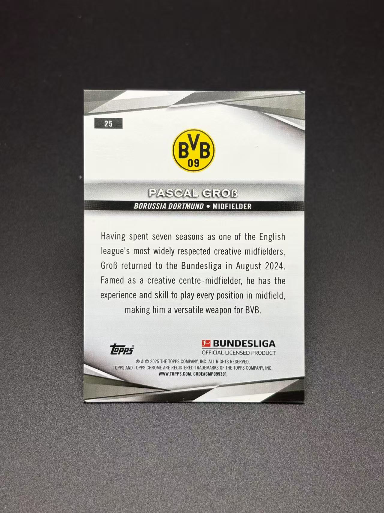 2025 Topps Chrome Pascal Grob 【湖水蓝拍卖】格罗斯 格罗贝塔 多特蒙德 德甲 TC 粉熔岩折 125编 收藏必备 ...