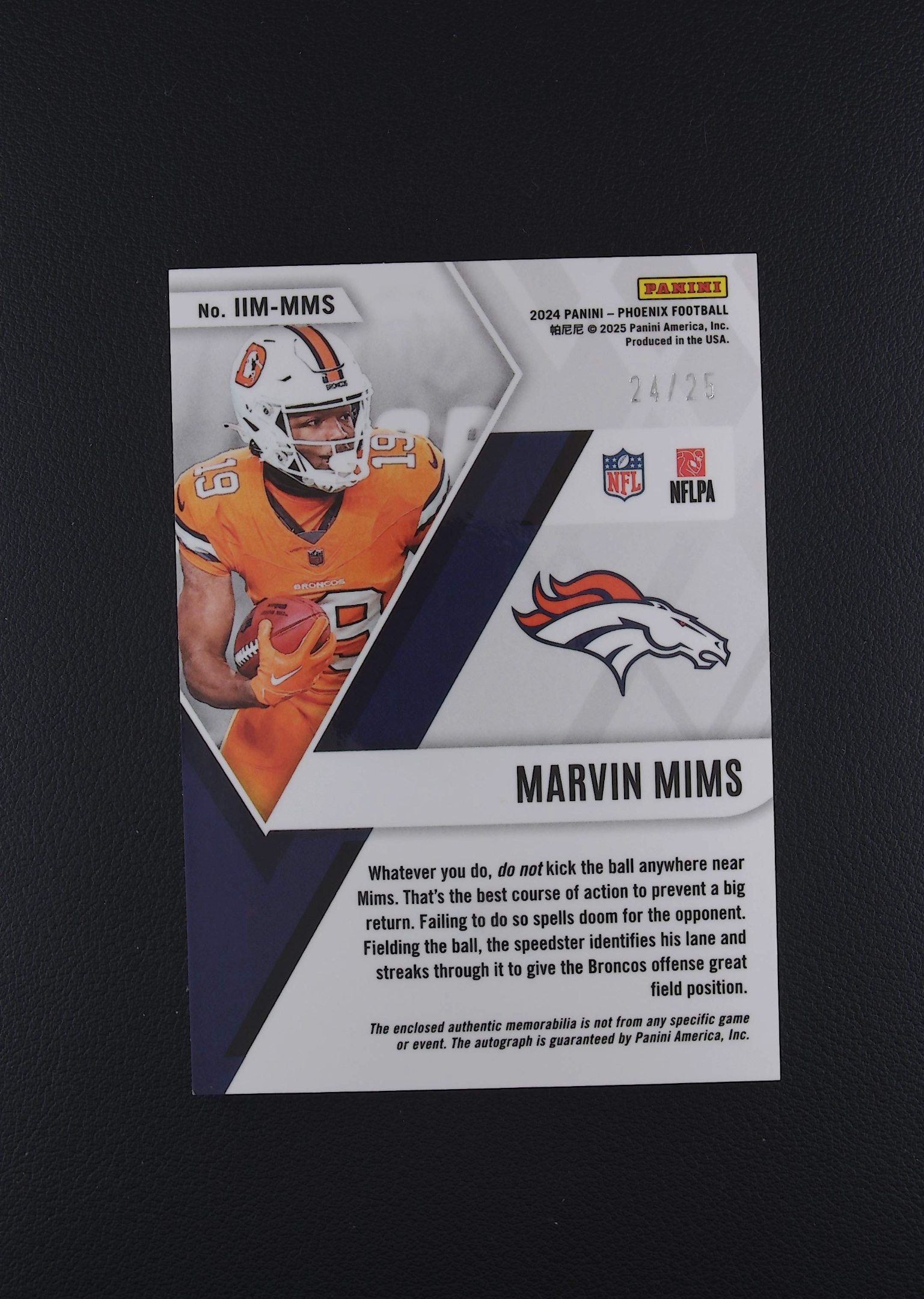 2024 Panini Phoenix Marvin Mims [808零手续] 凤凰 橄榄球 马尔文 马文 米姆斯 签字 物料 球衣切割 ...