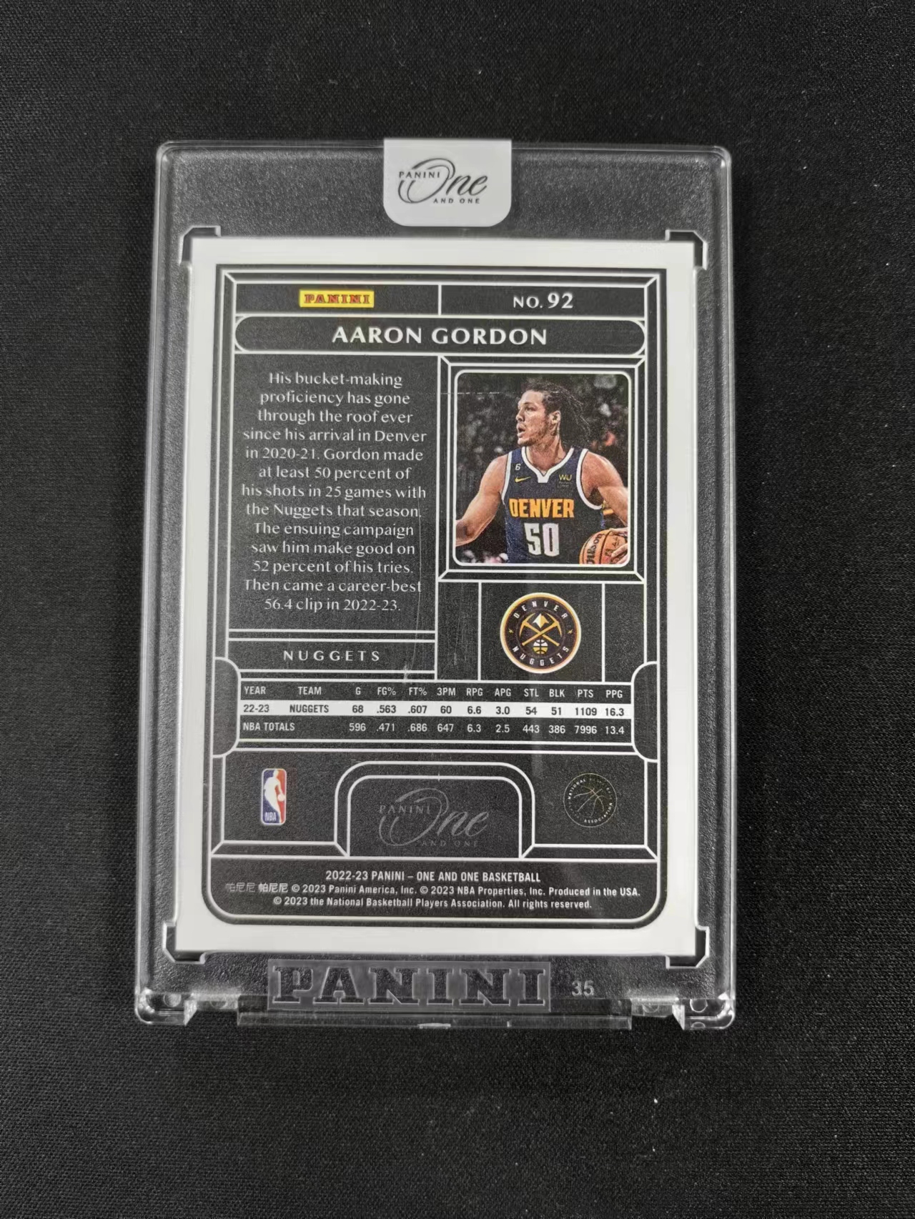2022-23 Panini One and One Aaron Gordon LS7拍卖 丹佛掘金队 阿隆戈登 银折 base 09/40 原封砖 值得收藏（LF） 卡淘