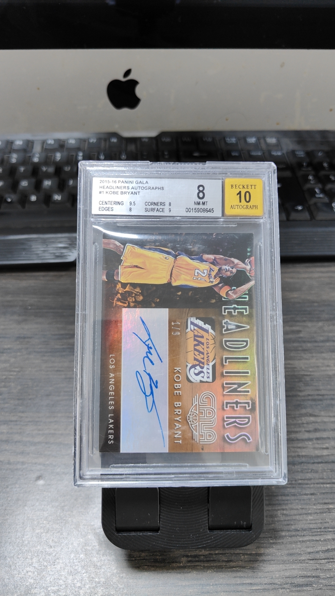 2015-16 Panini Gala 黑曼巴 科比 特卡 签字 卡签 银折 金标评级 BGS8/10分 湖人 1/8首编 绝版签字【啊啦拍卖 ...