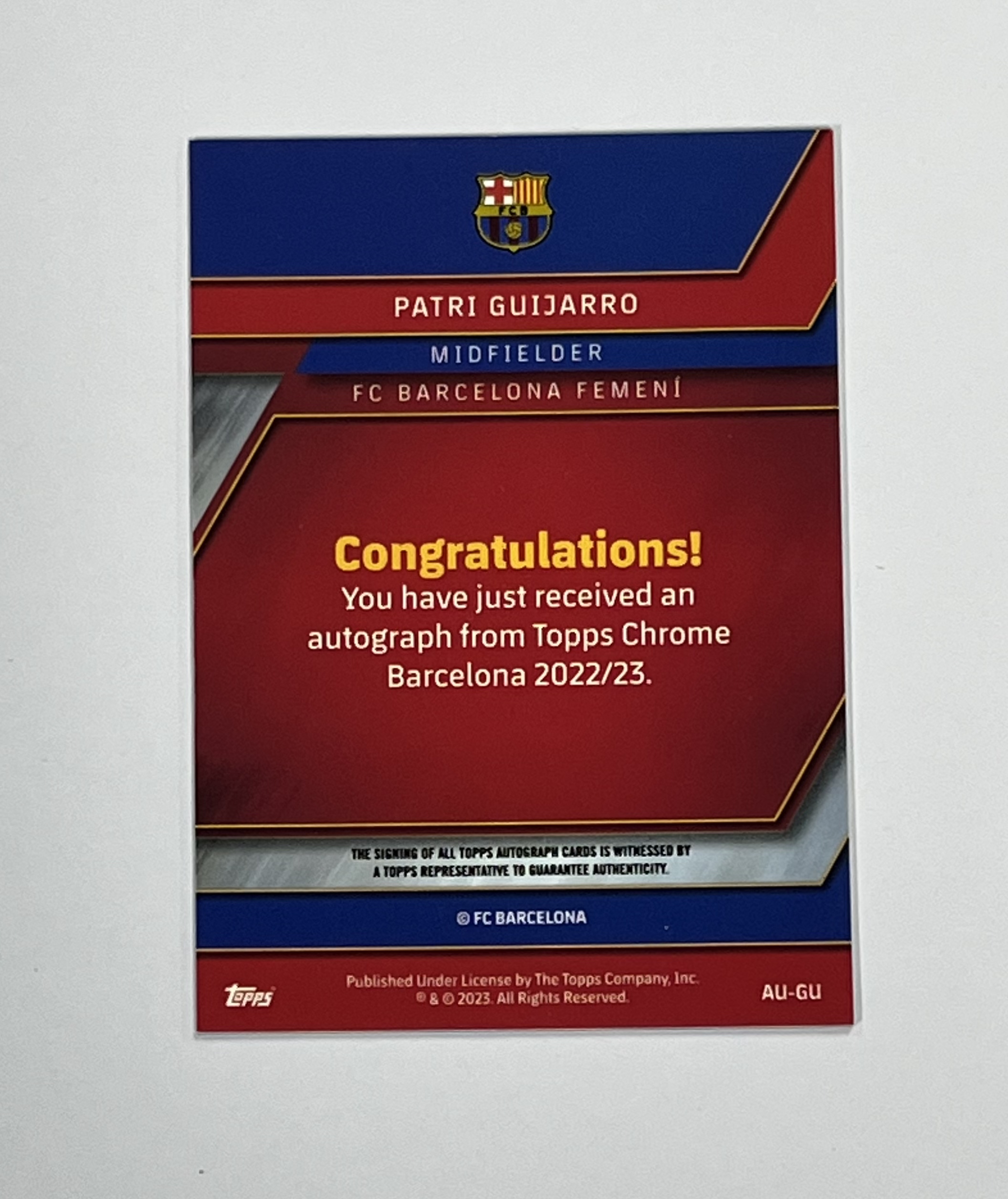 2023 Topps Chrome PATRI GUIJARRO RC 巴萨队盒 巴塞罗那 帕特里 吉哈罗 新秀 银折 签字 卡淘