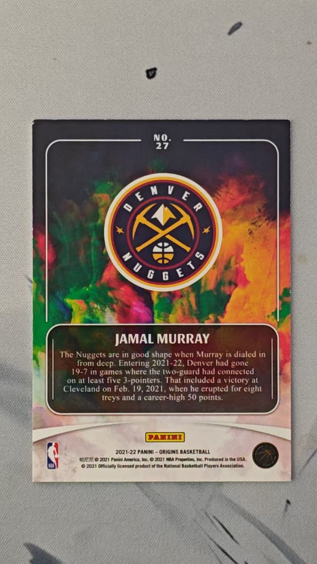 2021-22 Panini Origins Jamal Murray #27 贾马尔 穆雷 起源 蓝平行 掘金 全明星 口曼巴 99编 值得 ...